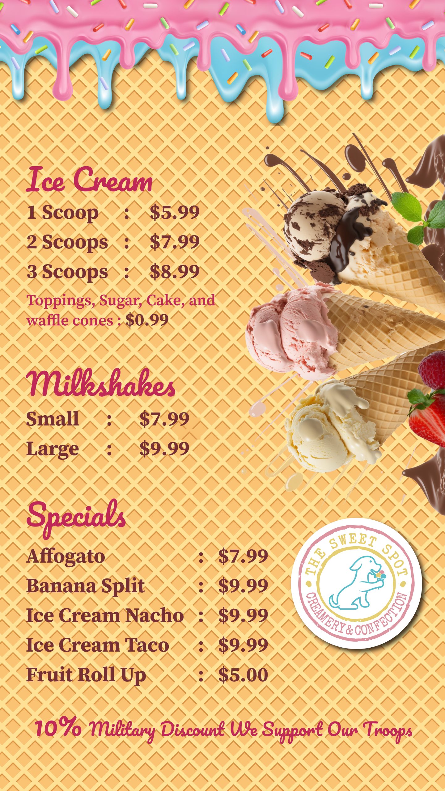 Menu - The Sweet Spot